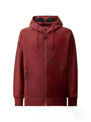 C.P. COMPANY Diagonal Raised Fleece Goggle Zip Sweatshirt - Red