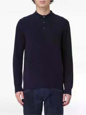XC Knitted Long-sleeve Polo Shirt - Blue
