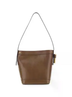 Versace Pivot Small Leather Bucket Bag - Brown