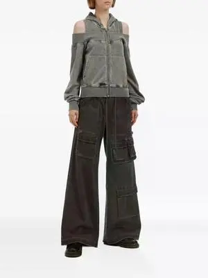 Izzue Cold-shoulder Zip-up Hoodie