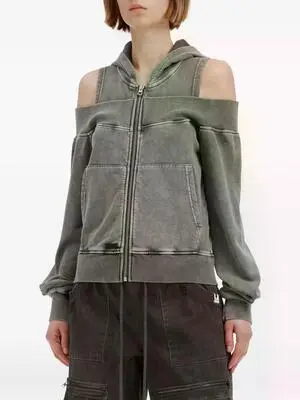 Izzue Cold-shoulder Zip-up Hoodie