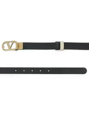 Valentino Garavani Vlogo Signature Reversible Shiny Calfskin Belt - Black