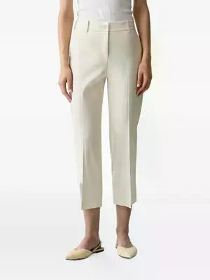 Sisley Pressed-crease Cropped Trousers - Neutrals