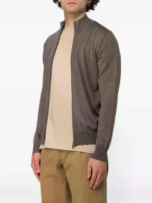 XC Merino Wool Zip-up High-neck Sweater - Brown