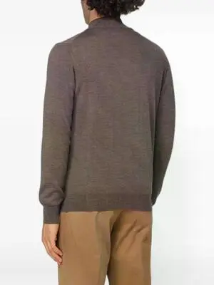 XC Merino Wool Zip-up High-neck Sweater - Brown