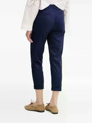 Sisley Mid-rise Cropped Trousers - Blue