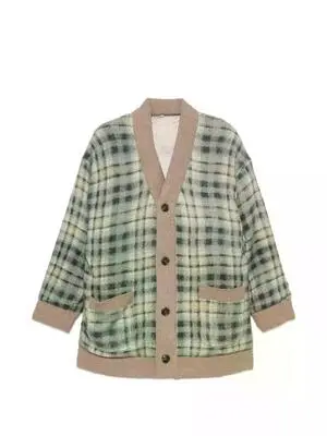 R13 Plaid Check Padded Cardigan - Green