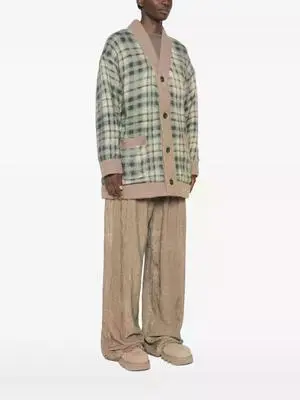 R13 Plaid Check Padded Cardigan