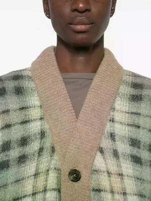 R13 Plaid Check Padded Cardigan