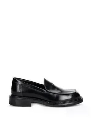 Filling Pieces Logo-plaque Square-toe Loafers - Black