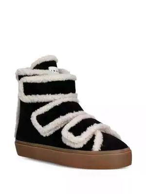 Inuikii Shearling-trim Touch-strap Sneakers - Black