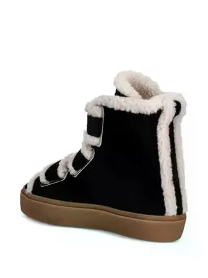 Inuikii Shearling-trim Touch-strap Sneakers - Black