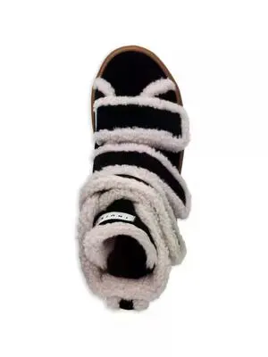Inuikii Shearling-trim Touch-strap Sneakers - Black