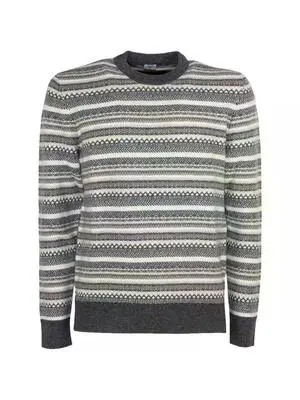Eleventy Jacquard-knit Striped Sweater