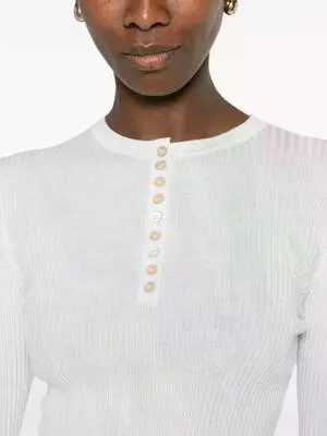 Soft Goat Ribbed-knit Henley Top