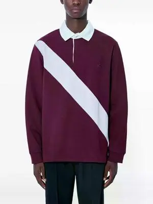 WALES BONNER Diagonal-stripe Long-sleeve Polo Shirt