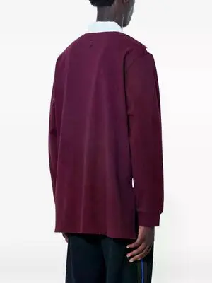 WALES BONNER Diagonal-stripe Long-sleeve Polo Shirt