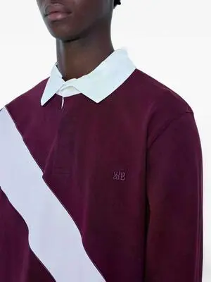 WALES BONNER Diagonal-stripe Long-sleeve Polo Shirt