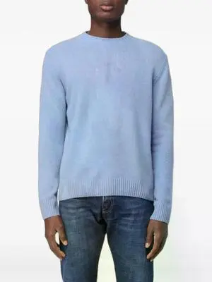 XC Crew-neck Ribbed-trim Sweater - Blue