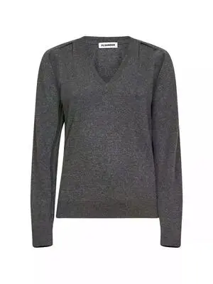 JIL SANDER Cut-out V-neck Sweater - Grey