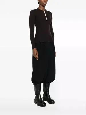 Soft Goat Ribbed-knit Henley Sweater
