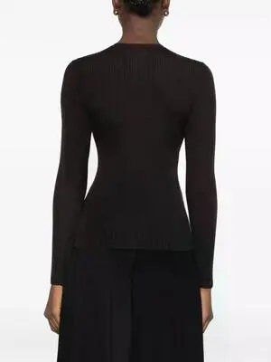 Soft Goat Ribbed-knit Henley Sweater