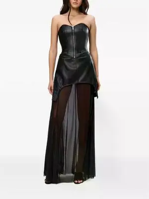 HAMZA Siren Leather-panelled Skirt
