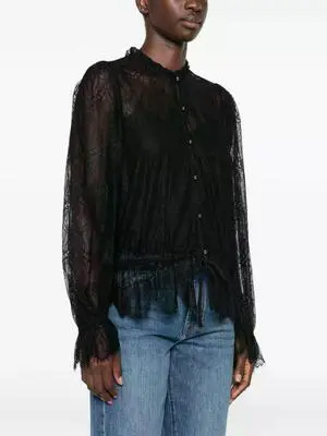 TWINSET Lace-overlay Ruffled-trim Blouse