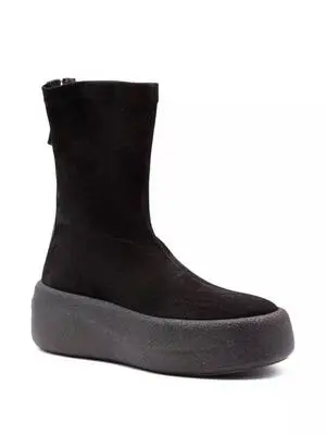 VIC MATIE Creppy Platform Ankle Boots - Black