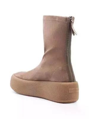 VIC MATIE Stretch Suede Platform Ankle Boots