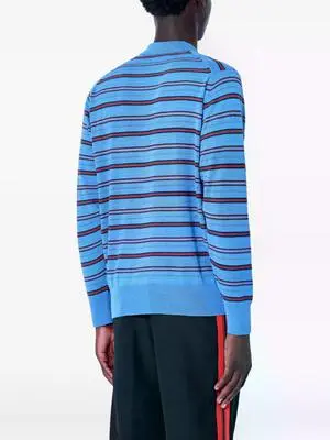 WALES BONNER Striped Long-sleeve Polo Shirt