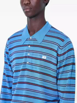WALES BONNER Striped Long-sleeve Polo Shirt
