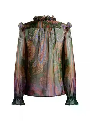 Etro Silk Shirt With Placed Degradé Paisley-print