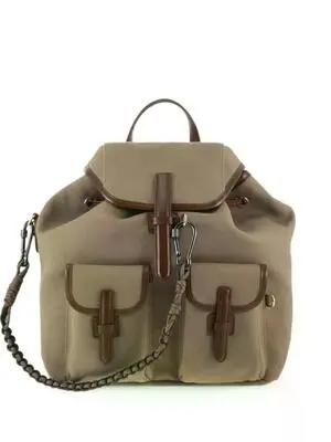 Max Mara Plain-weave And Leather Backpack
