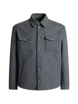 Etro Cotton-blend Overshirt With Quilt-effect Paisley Embroidery