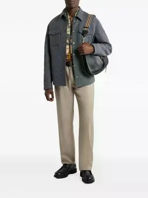 Etro Cotton-blend Overshirt With Quilt-effect Paisley Embroidery