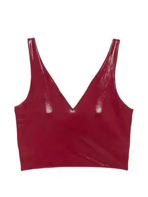 MACRON V-neck Cropped Performance Top - Red