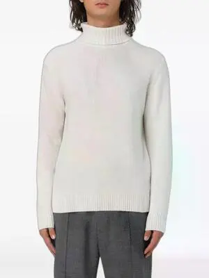 XC Roll-neck Ribbed-trim Sweater - White