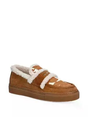 Inuikii Shearling-trim Cow-print Loafers