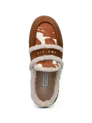 Inuikii Shearling-trim Cow-print Loafers