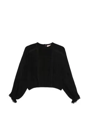 TWINSET Lace-trim Pleated Blouse - Black