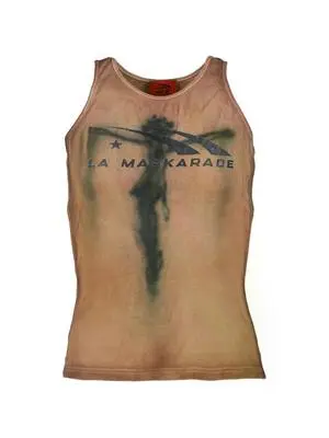LA MASKARADE Distressed Logo-print Tank Top