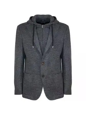 Eleventy Hooded Melange-effect Jacket - Grey