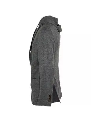 Eleventy Hooded Melange-effect Jacket - Grey