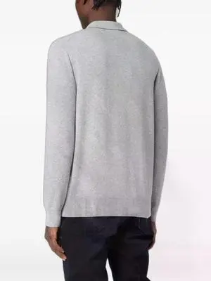 XC Fine-knit Long-sleeve Polo Shirt - Grey