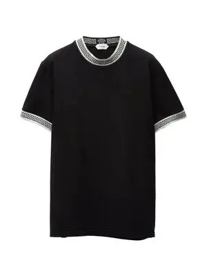 Versace Stretch Cotton-jersey Slim T-shirt - Black