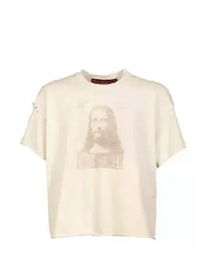 CRAZY CLOWN L.A. Graphic-print Distressed T-shirt - Neutrals