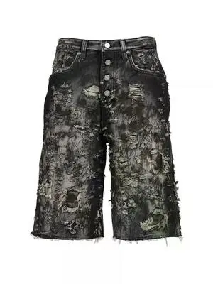 THUG CLUB Washed Distressed Denim Shorts