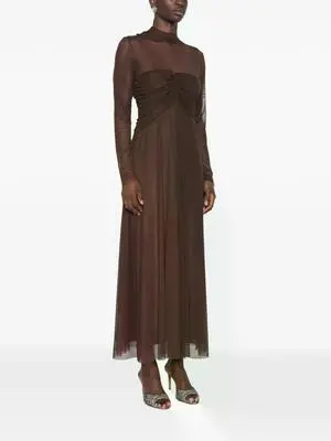 TWINSET Sheer-panel Ruched Maxi Dress
