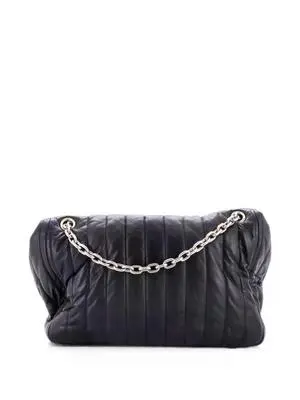 Balenciaga Monaco Chain Flap Quilted Leather Medium Shoulder Bag - Black
